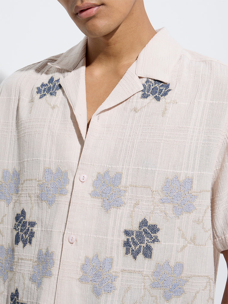ETA Light Pink Embroidered Relaxed-Fit Cotton Shirt – Cherrypick