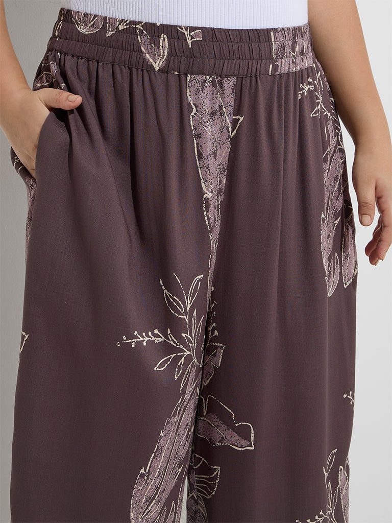 Diza Dark Brown Foliage Design Ethnic Pants – Cherrypick