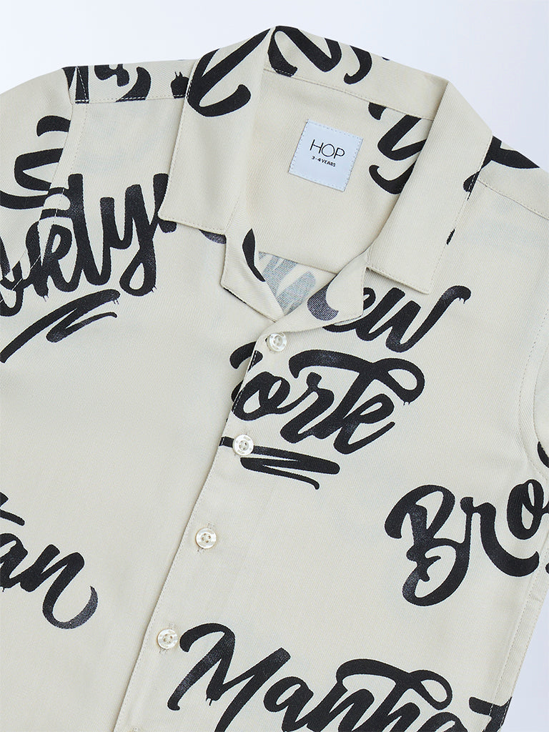 HOP Kids Beige Text Printed Shirt – Cherrypick