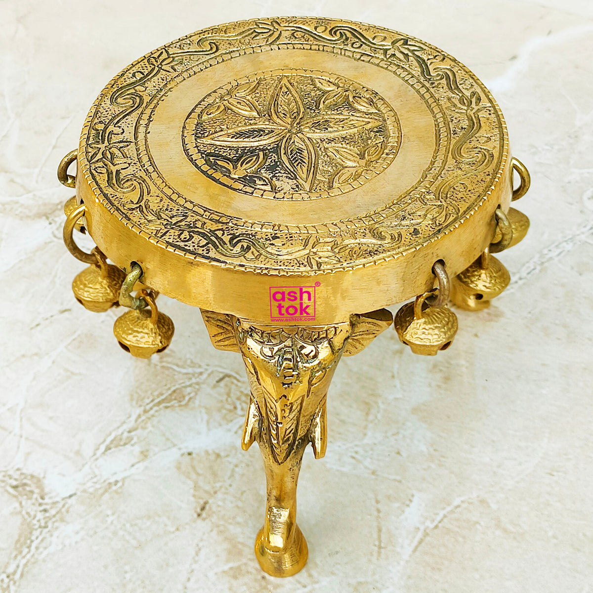 Brass Antique Urli Stand, Elephant Pillar Design Leg, Pooja Brass Chow ...