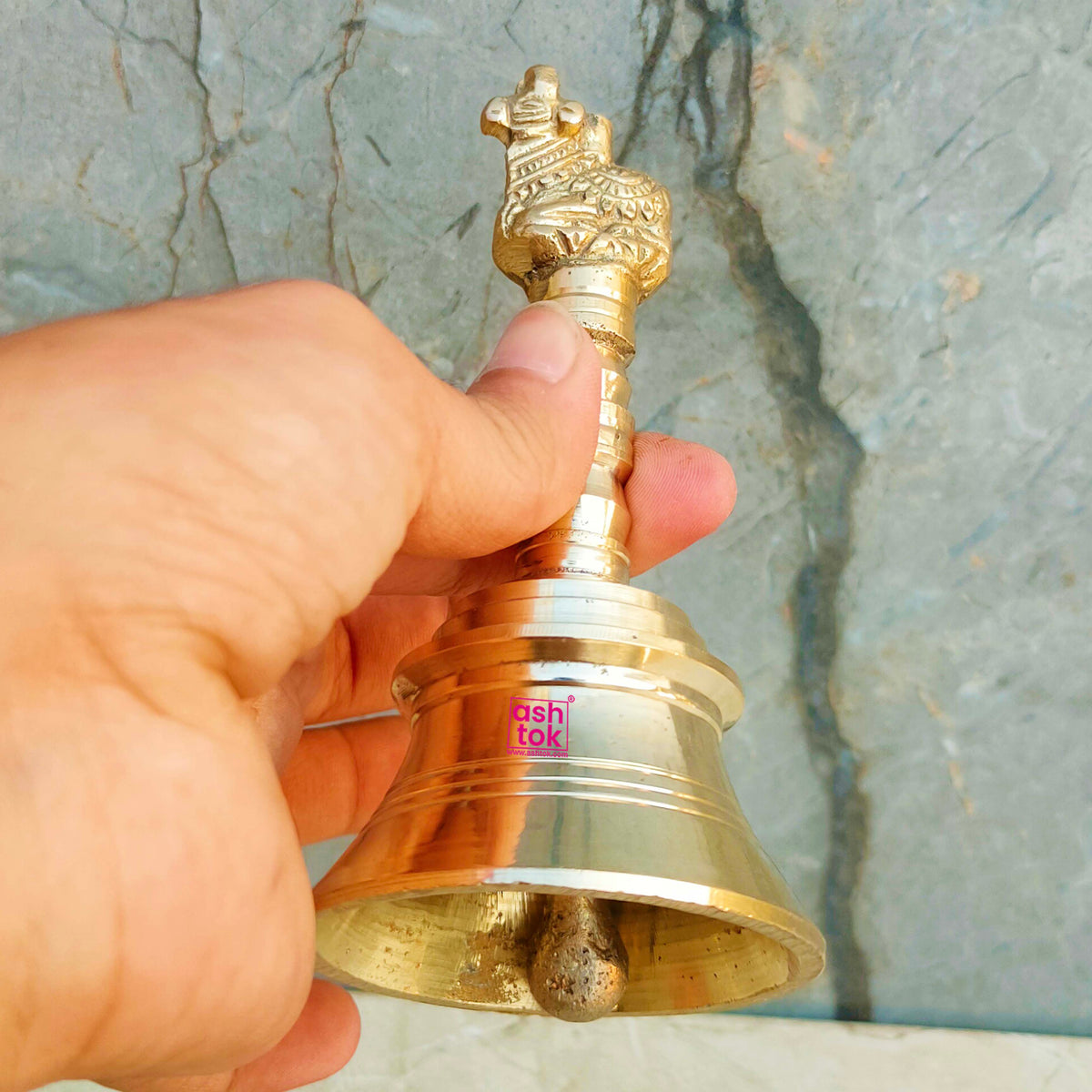 Brass Puja Hand Bell, Puja Bell, Handcrafted Mandir Bell, Ghanta for T ...